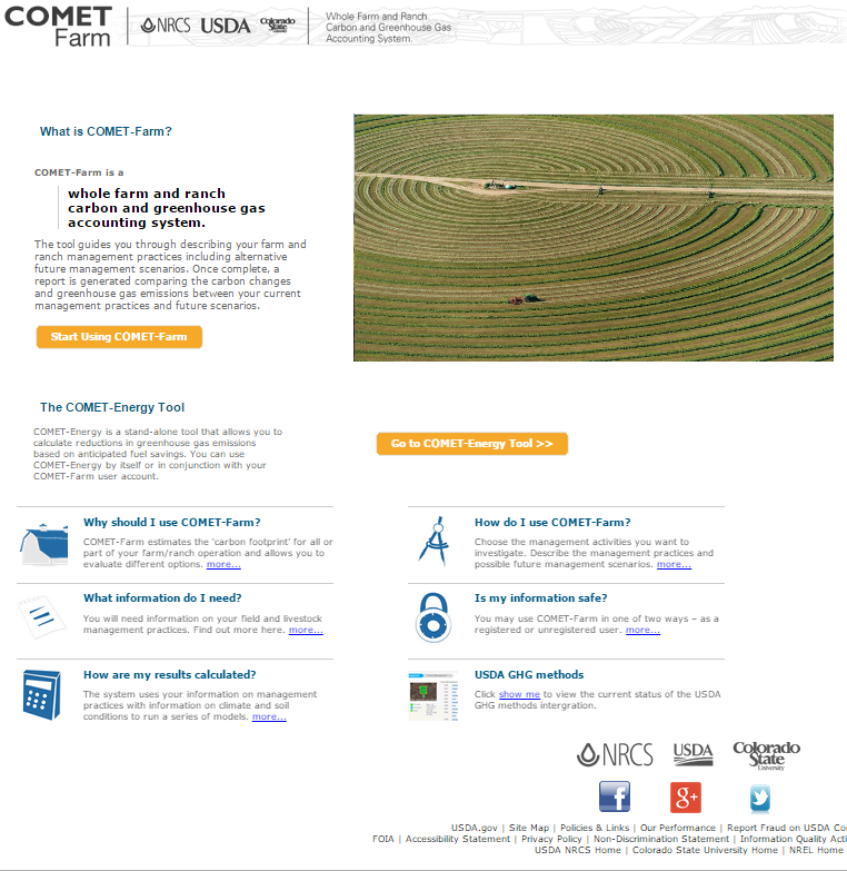 FAO - SFM Tool Detail: COMET-Farm (whole farm and ranch carbon and greenhouse gas accounting system)
